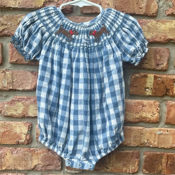 Smockingbird | One Pieces | Smockingbird 8 Months Blue Plaid Onesie ...